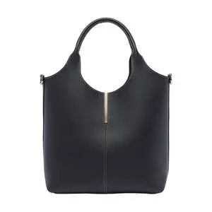 TOD'S Calf Leather Tote Bag With Decorative Stitching - Black