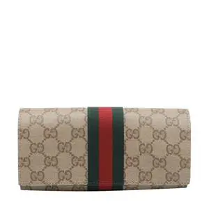 Gucci Web Tape And Gg Long Wallet - Gray