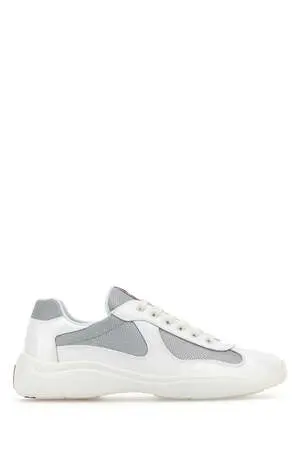 Prada Two-tone Leather And Fabric America S Cup Sneakers - Multicolor