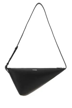 JIL SANDER Leather Triangle Crossbody Bag - Black