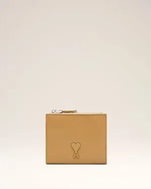 AMI Paris Yellow Cowhide Leather Voulez-vous Folded Wallet Yellow
