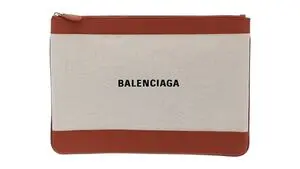 Balenciaga Navy Clip M Clutch Bag - Beige/red