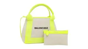 Balenciaga Navy Cabas Xs Tote Bag - Beige/yellow