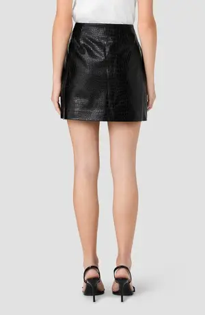 French Connection Croc Embossed Faux Leather Mini Skirt - Black