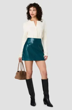 French Connection Croc Embossed Faux Leather Miniskirt