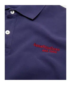 Acne Studios Logo Embroidered Polo T-shirt - Navy