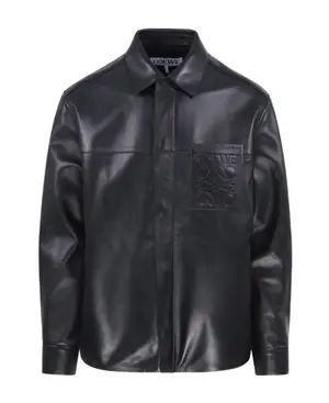 Loewe Logo-embossed Leather Jacket - Black