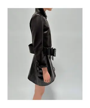Celine Soft Lambskin Leather Belted Jacket