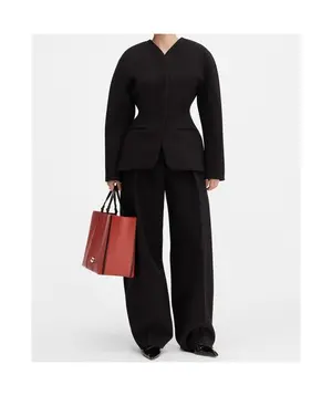 Jacquemus Ovalo High Waist Wide Leg Trousers - Black