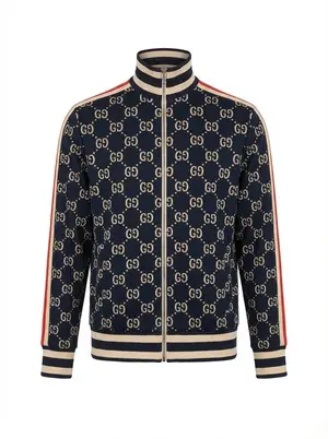 Gucci Gg Jacquard Cotton Jacket - Blue