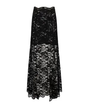 Rabanne Asymmetric Hem Laced Maxi Skirt - Black