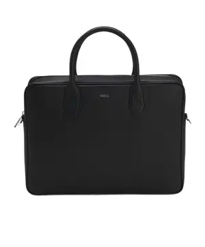 Hugo Boss Grained Document Case With Logo Lettering - Black