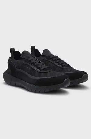 Hugo Boss Lace-up Suede Trainers With A Knit Sock