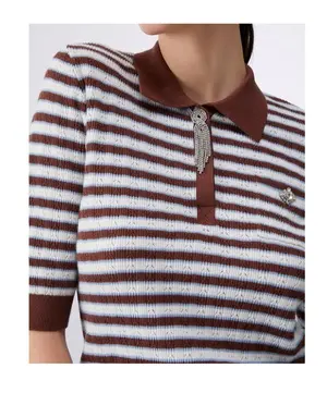 Liu Jo Striped Jewell-embellishment Polo