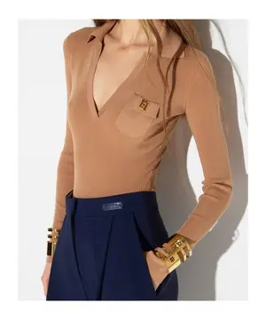 Elisabetta Franchi Knit Bodysuit With Openwork Embroideries
