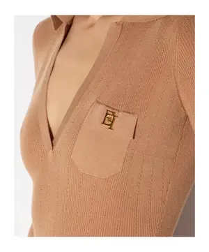 Elisabetta Franchi Knit Bodysuit With Openwork Embroideries