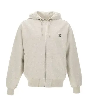 Drole De Monsieur Slogan Zip Hoodie - Grey