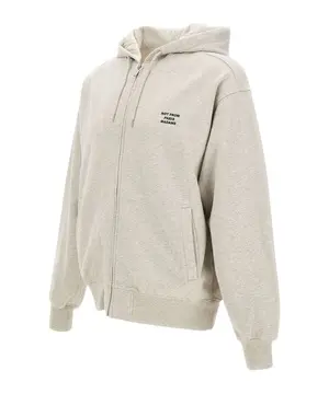 Drole De Monsieur Slogan Zip Hoodie - Grey