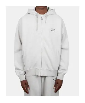 Drole De Monsieur Slogan Zip Hoodie - Grey