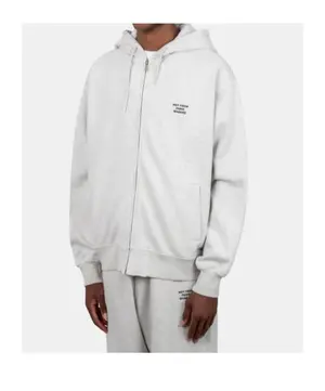 Drole De Monsieur Slogan Zip Hoodie - Grey
