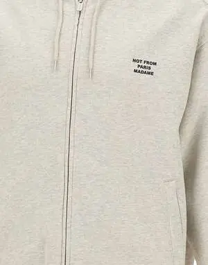 Drole De Monsieur Slogan Zip Hoodie - Grey