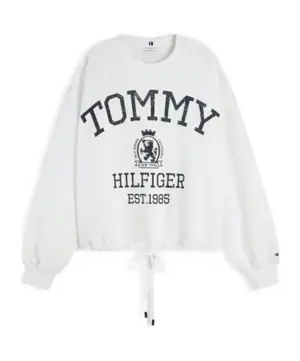 Tommy Hilfiger Crest Logo Print Drawstring Hem Sweater