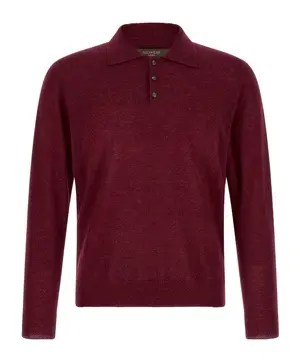 ZANONE Long Sleeve Polo Shirt - Bordeaux