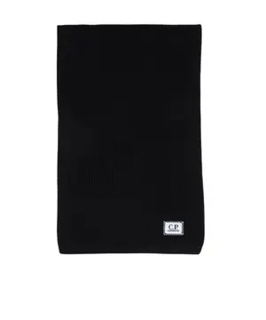 C.P. COMPANY Logo-patch Knitted Scarf - Black