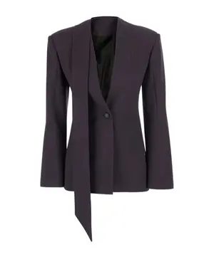 Attico Single-breasted Ribbon Blazer - Black