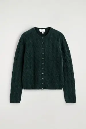 Cos Cable-knit Cashmere Cardigan Green