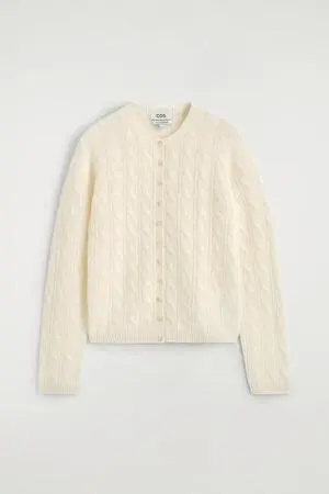 Cos Cable-knit Cashmere Cardigan - White