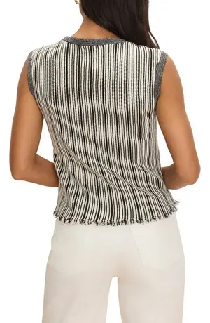 NIC+ZOE This And That Stripe Fringe Trim Sweater Tank