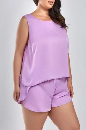 ICOLLECTION Satin Sleeveless Top And Shorts Set