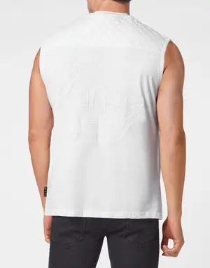 Philipp Plein Sleeveless T-shirt Round Neck Hexagon