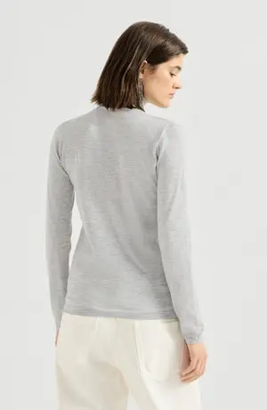 Brunello Cucinelli Cashmere And Silk Lightweight Turtleneck Sweater - Light Grey