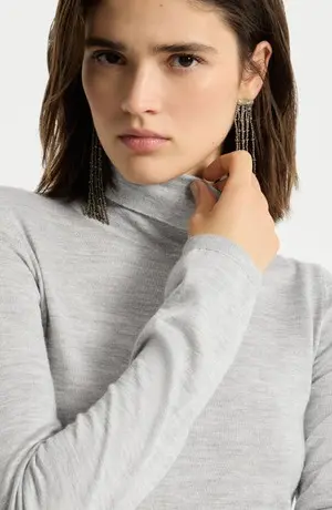 Brunello Cucinelli Cashmere And Silk Lightweight Turtleneck Sweater - Light Grey