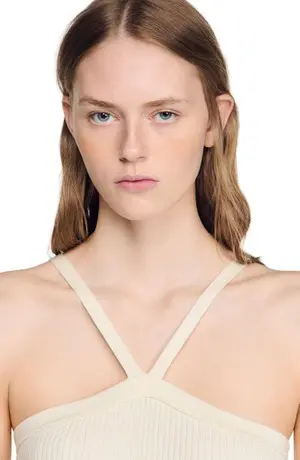 Sandro Short Ribbed Knit Top