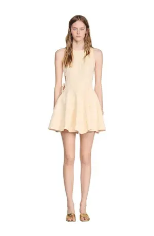 Sandro Short Floral Jacquard Dress - Vanilla