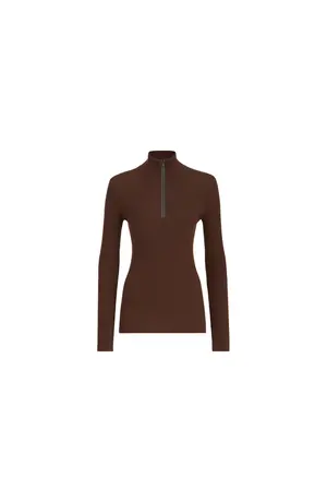 Brunello Cucinelli Virgin Wool And Cashmere Ribbed Turtleneck Sweater With Precious Half Zip - Brown