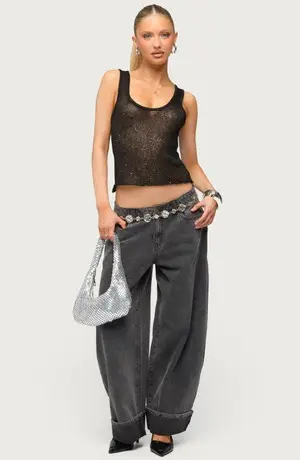 EDIKTED Eleora Sequin Knit Tank Top