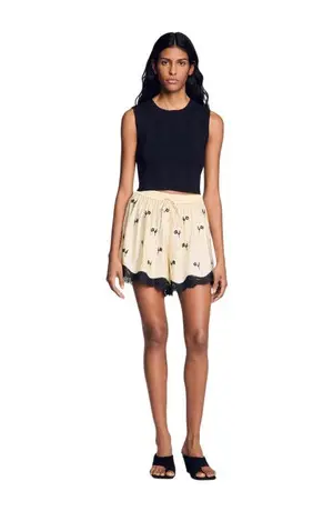 Sandro Floral Embroidered Shorts