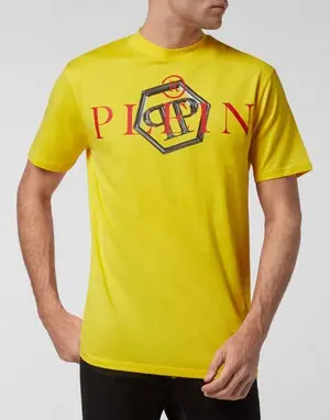 Philipp Plein T-shirt Round Neck Ss Tm Hexagon - Yellow
