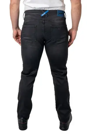 MACEOO Washed Straight Leg Jeans - Black
