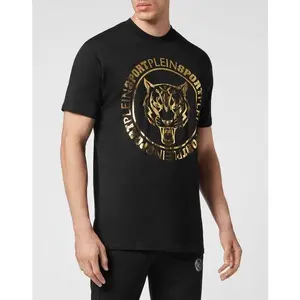 PLEIN SPORT T-shirt Round Neck Ss Carbon Tiger - Black/lightgold
