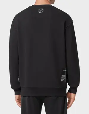 PLEIN SPORT Tiger Print Crewneck Sweatshirt - Black/silver