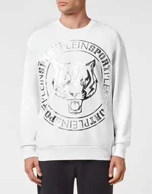 PLEIN SPORT Longsleeve Sweatshirt Tiger - White
