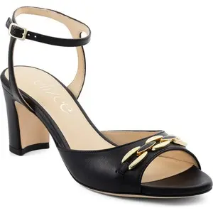 ELIZEE Tessa Sandal Leather Block Heel Black