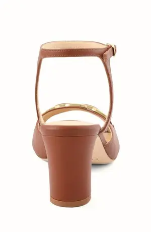 ELIZEE Tessa Sandal Leather Block Heel - Tan