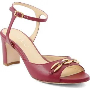 ELIZEE Tessa Sandal Leather Block Heel Wine