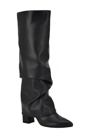 Guess Geima Pointed Toe Slouch Foldover Boot - Black
